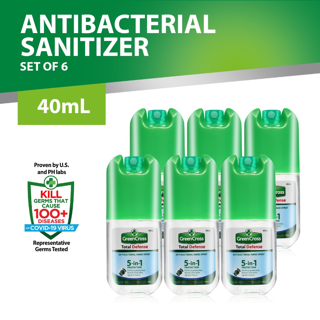 Green Cross Total Defense Antibacterial Sanitizer (40 mL) x6 | Shopee ...