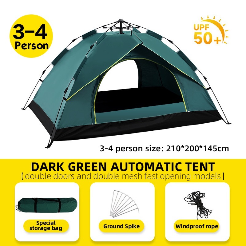Tent 3-4 Persons Pop up Waterproof Automatic Tent Outdoor Foldable Dome ...