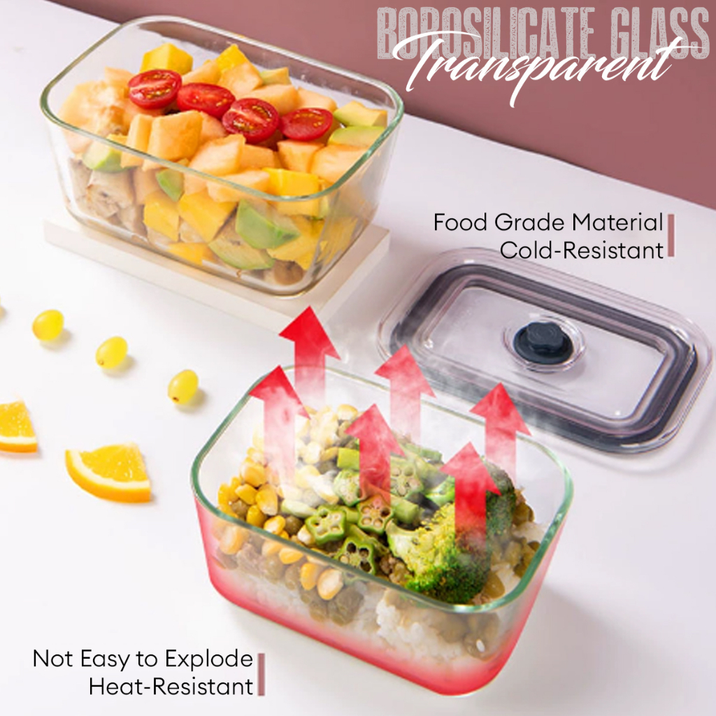 LOCAUPIN Rectangular Press Vacuum Cover Borosilicate Glass Airtight ...