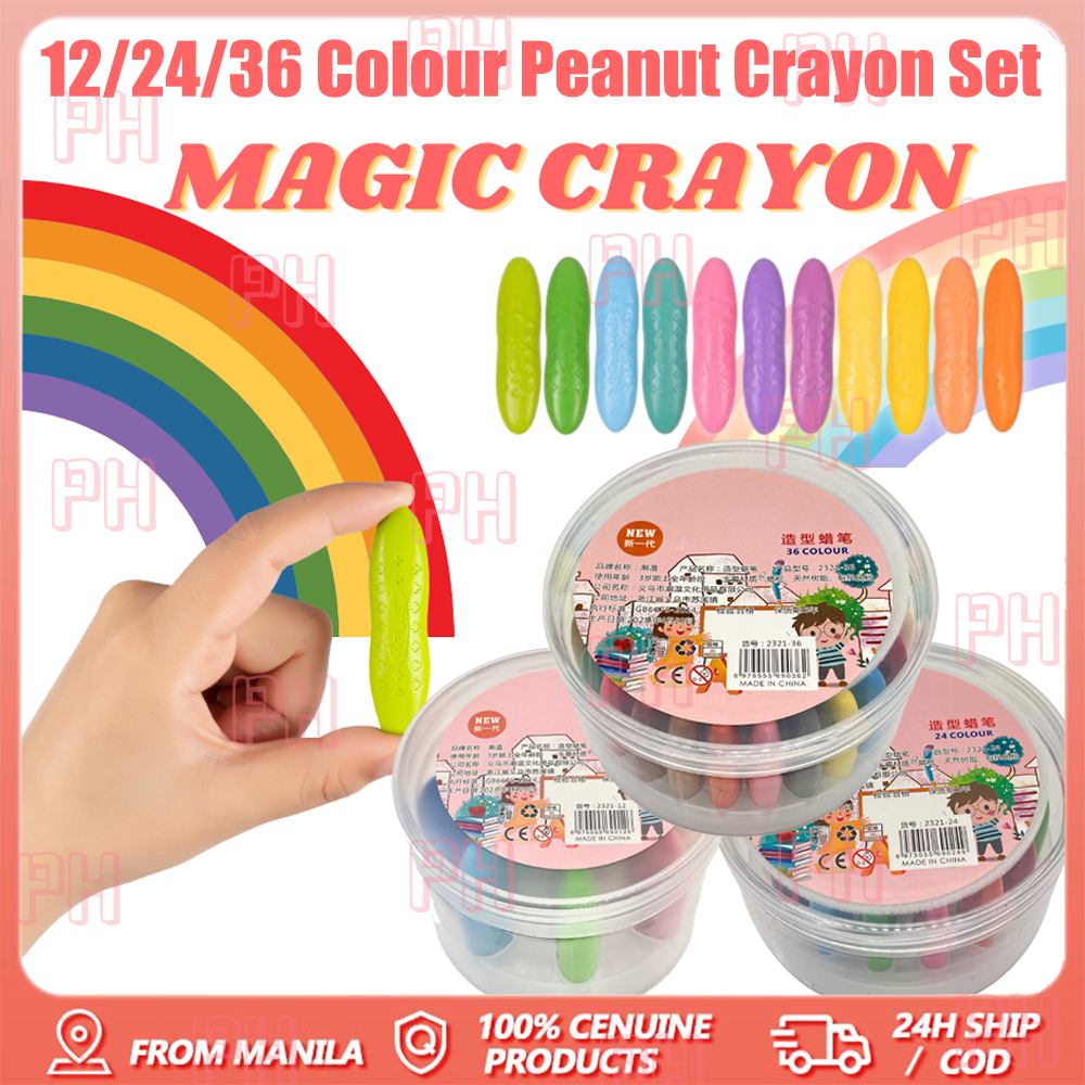 12/24/36 Colour Crayons Set Water Drop Shape Safe Non-Toxic Washable ...