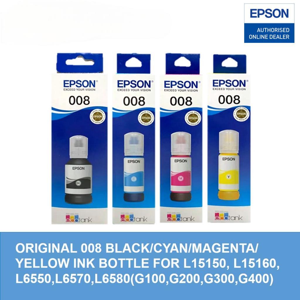 Epson Ink 008 DYE-INK Black, Cyan, Yellow, MagentaL6460/L6490/L6550 ...