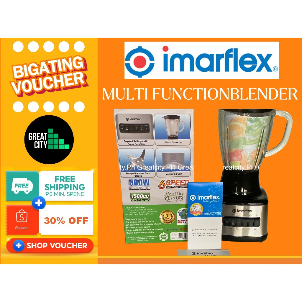 Imarflex Multi-blender IB-560G 1500cc Black | Shopee Philippines