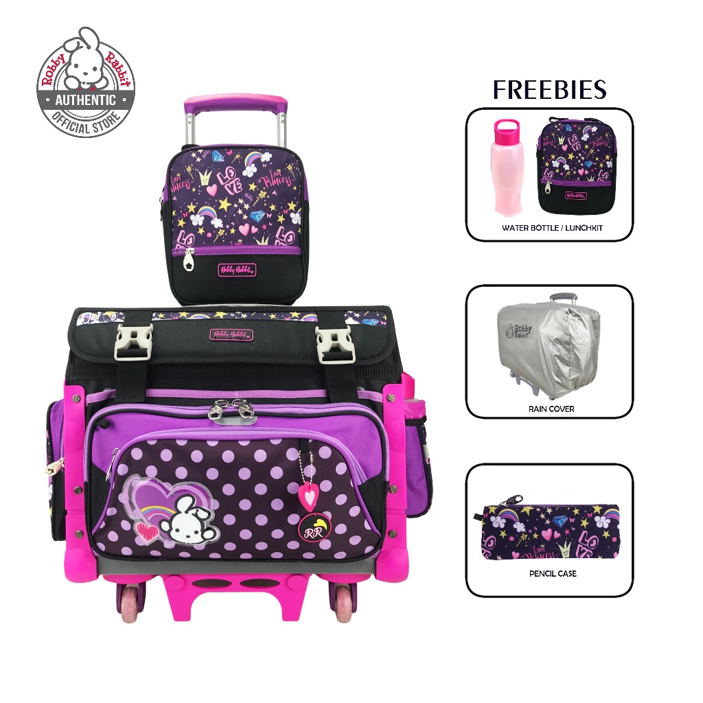 Robby Rabbit Princess Heart Large House-Type Trolley Bag (Purple, Black ...