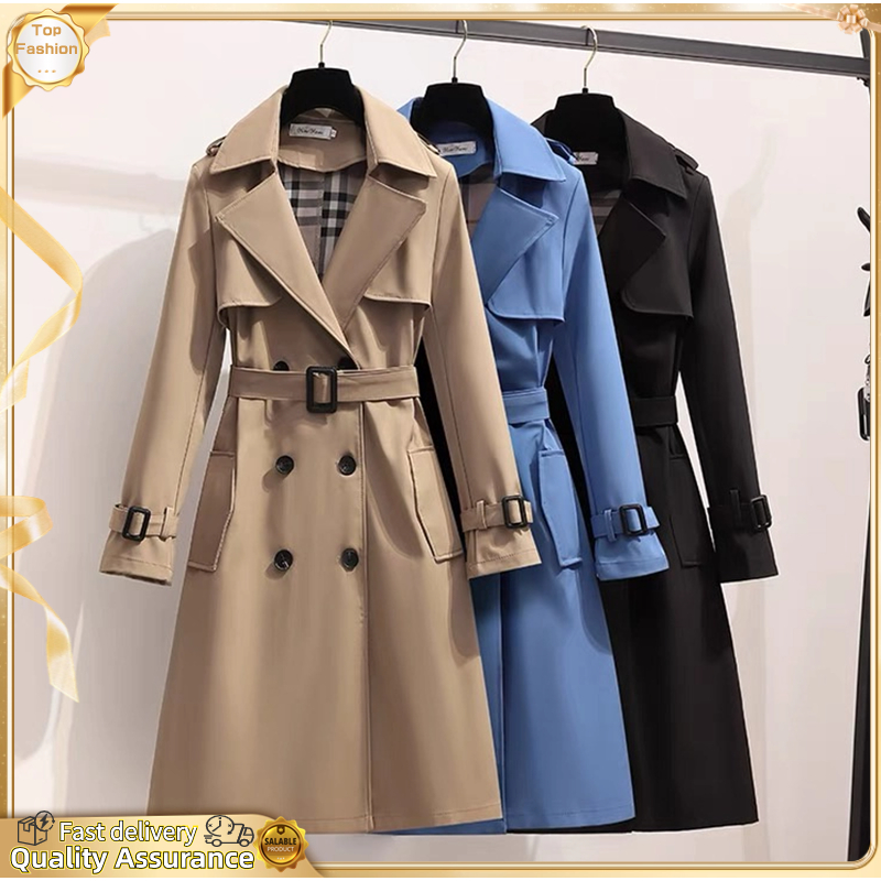 Double Layer Thick Windbreaker Women's Korean Waist Slim High-end ...