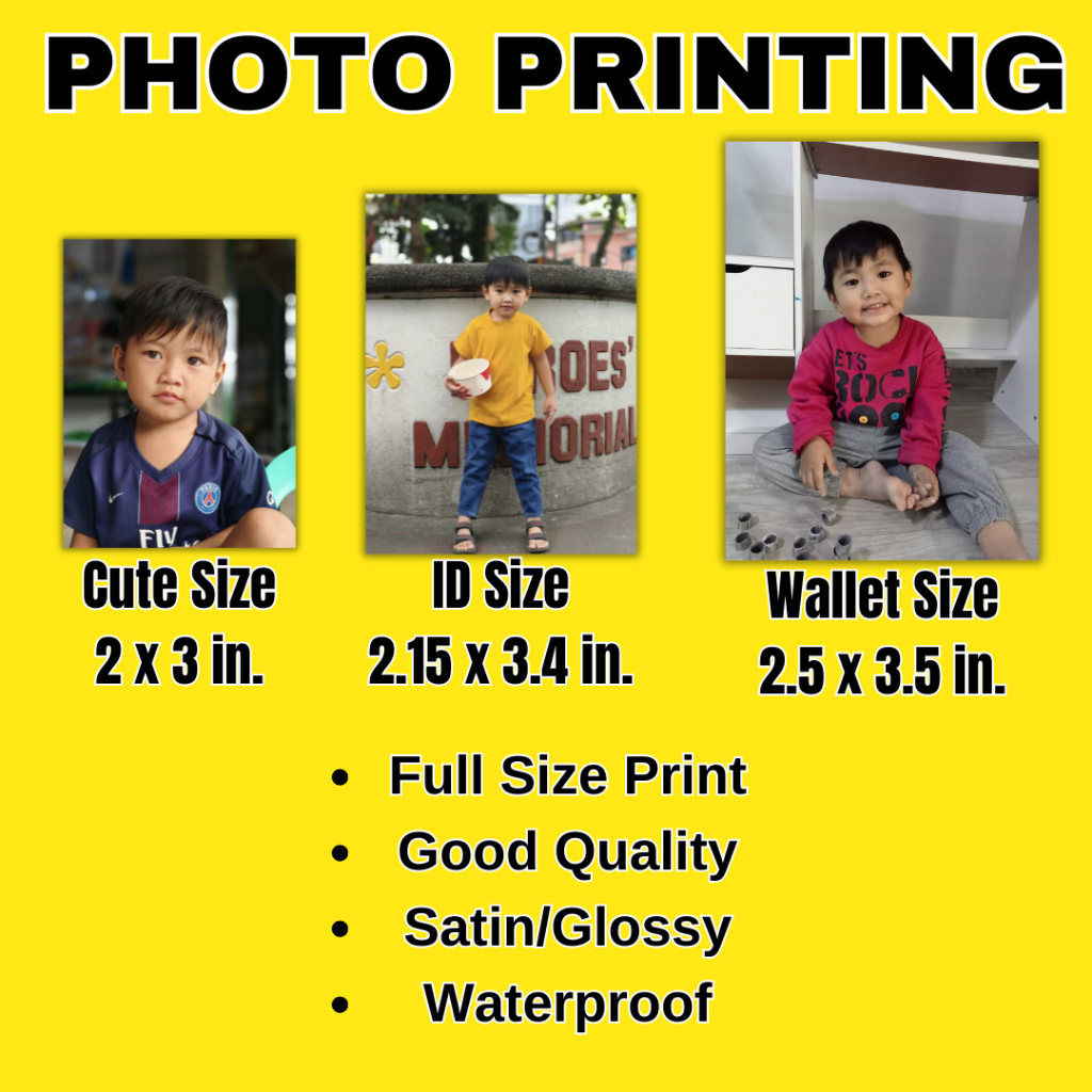 FULL Size Photo Printing Wallet Size/Cute Size/ID Size | Shopee Philippines