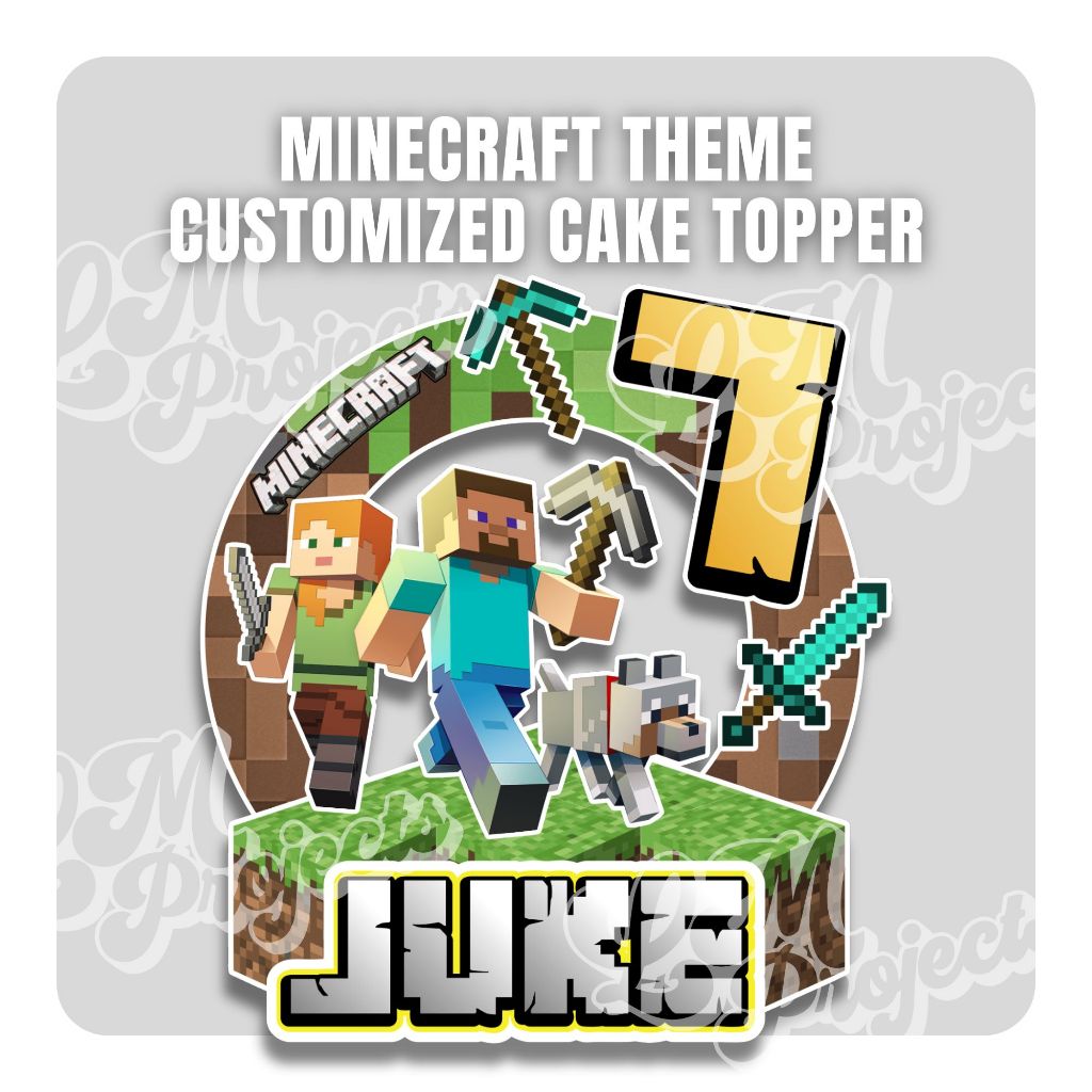 Minecraft Theme 3D Layer Customized Name Age Cake Topper | Shopee ...