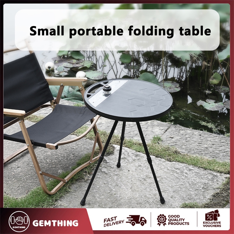 Folding round table Black portable outdoor camping trip multifunctional ...