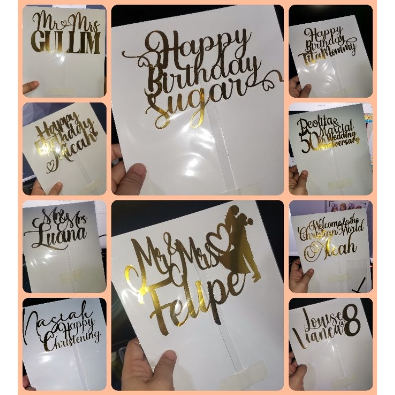 Customized METALLIC CARDSTOCK CAKE TOPPER | Shopee Philippines