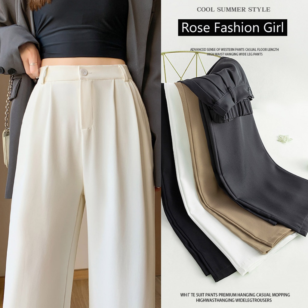 pants for women trousers 6 Colors High Waist Loose lady elastic wide ...