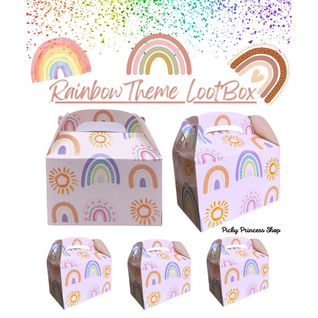 Rainbow Boho Theme BOhemian Table Cloth Paper Bag Birthday Loot Box ...