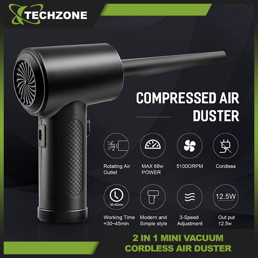 2 in 1 Mini Vacuum & Air Blower Cordless Handheld Vacuum Air Duster ...