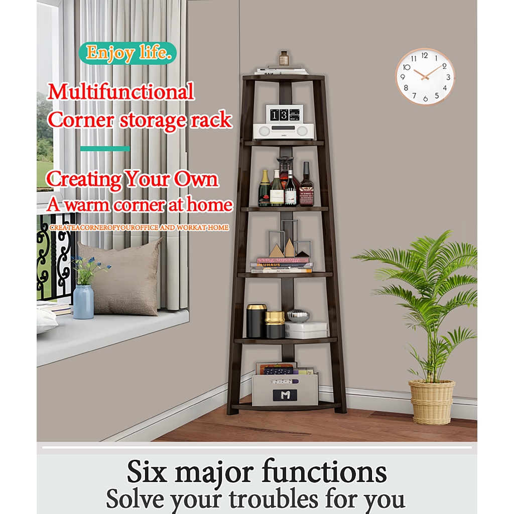 4/5/6 layer Solid Wood Corner rack Corner Shelf Flower Stand Bookshelf ...