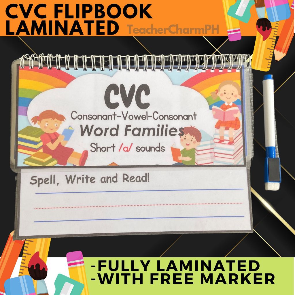 CVC Flipbook Fully Laminated with Free Marker | Shopee Philippines