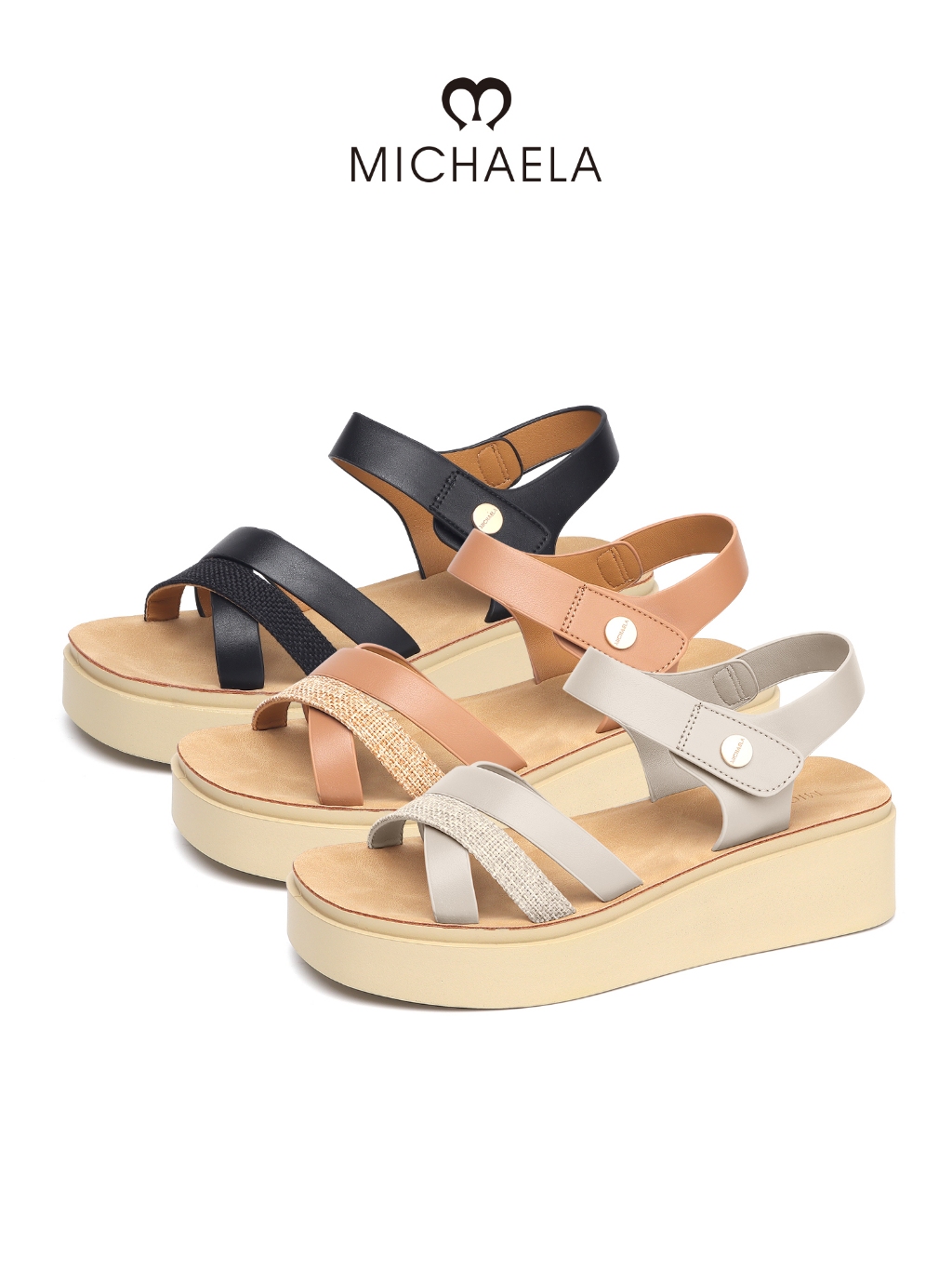 MICHAELA Crossover Strappy Platform Sandals for Women Slingback 5 CM ...