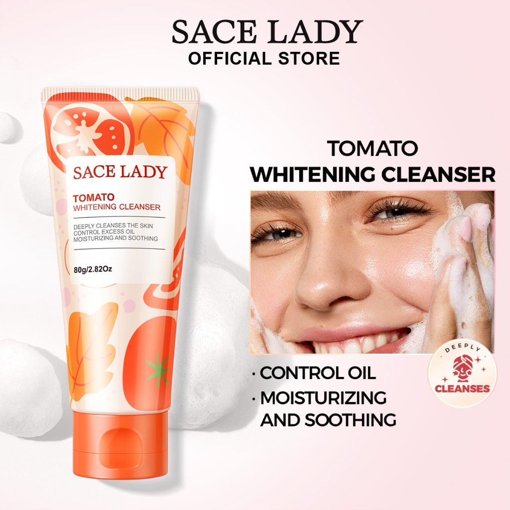 SACE LADY Facial Cleanser Tomato Whitening Deep Cleansing Oil Control ...