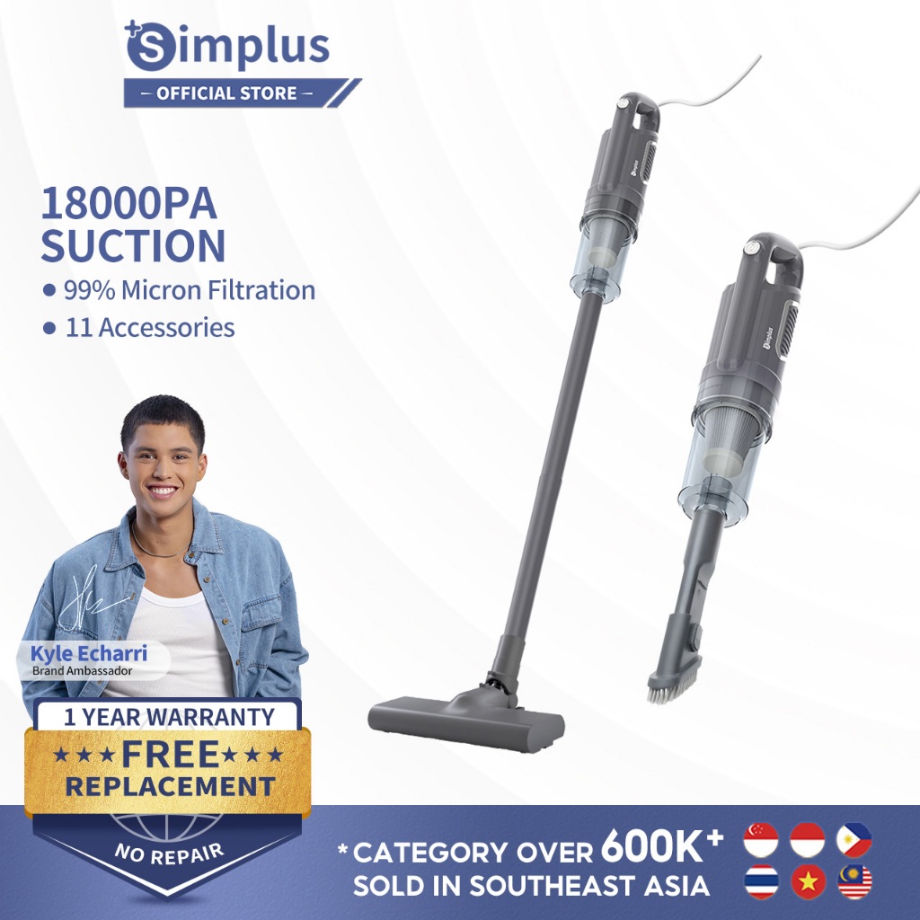 Simplus Vacuum Cleaner Upgraded 18000 PA Strong Suction(with 9 Accessories) XCQH011 | Shopee ...