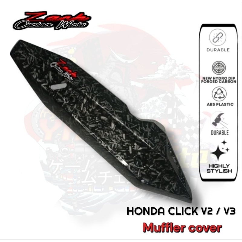 NEW!! Honda Click v2,v3 forged hydro dip carbon muffler cover | Shopee ...