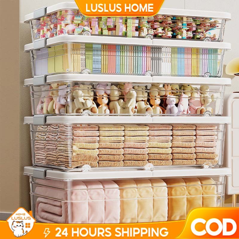 Multi Size Transparent Under Bed Storage Box Organizer with Wheels ...