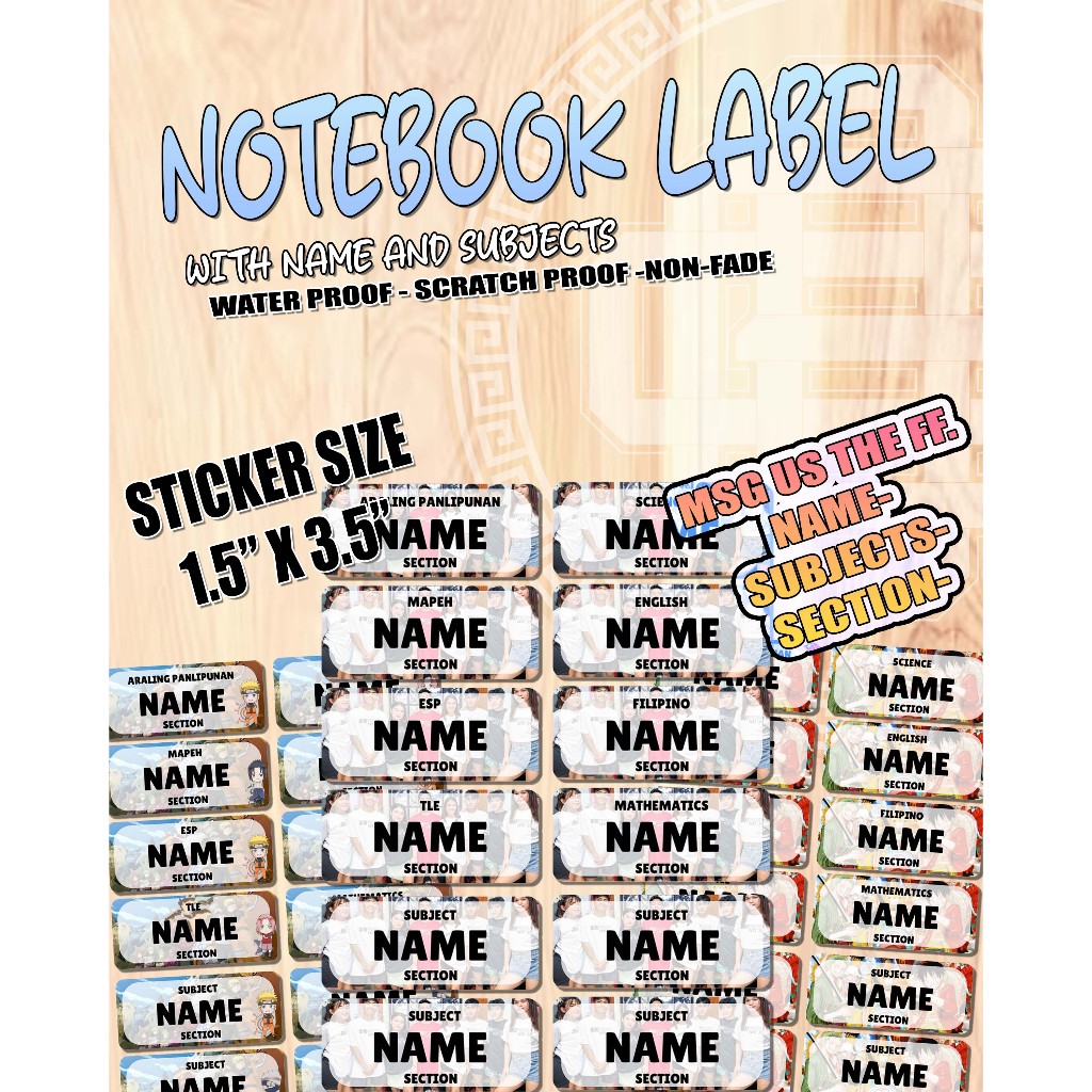 Notebook Subject Label Vinyl Sticker Shopee Philippines