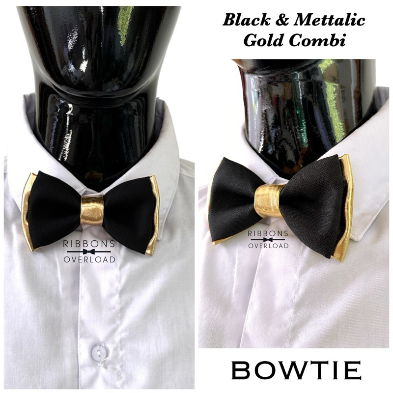 Black and Mettalic Gold Combi Bowtie | For any formal or semi formal ...