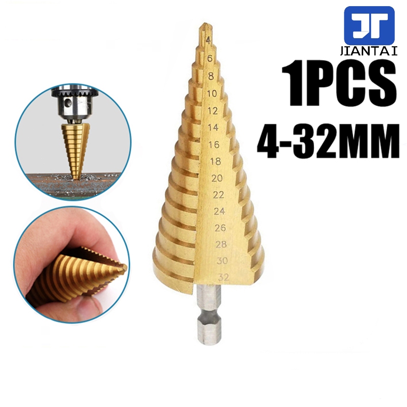 4-32mm HSS Straight Groove Step Drill Bit Titanium Coated Wood Metal ...