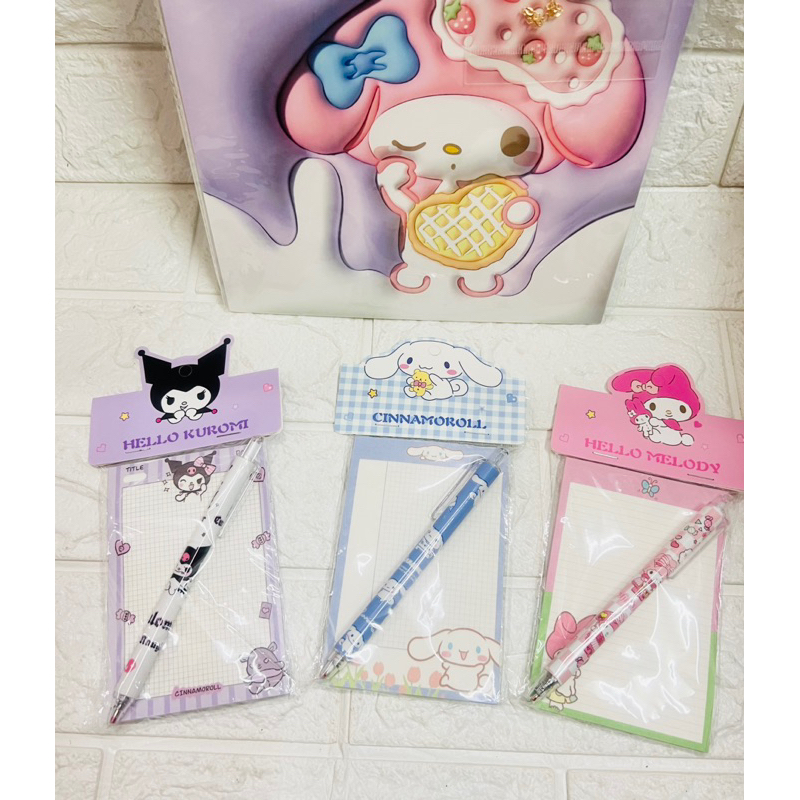 Sanrio Notepads Post Notes Grid/Line Memo Pad W/ sign pen Cartoon To-Do ...