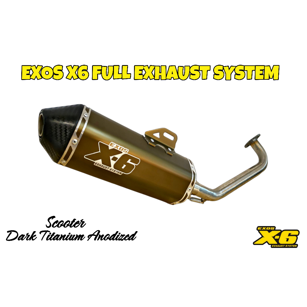 EXOS X6 FULL EXHAUST SYSTEM for SCOOTER ( DARK TITANIUM) | Shopee ...