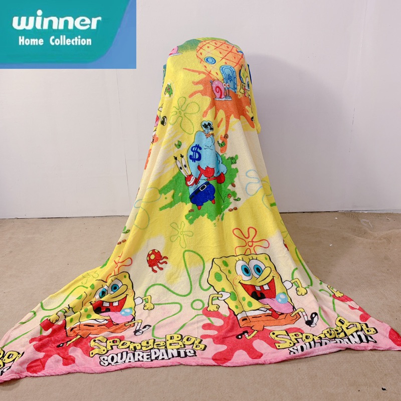 SpongeBob Character Velvet Fleece Blanket 145cm X 195cm | Shopee ...