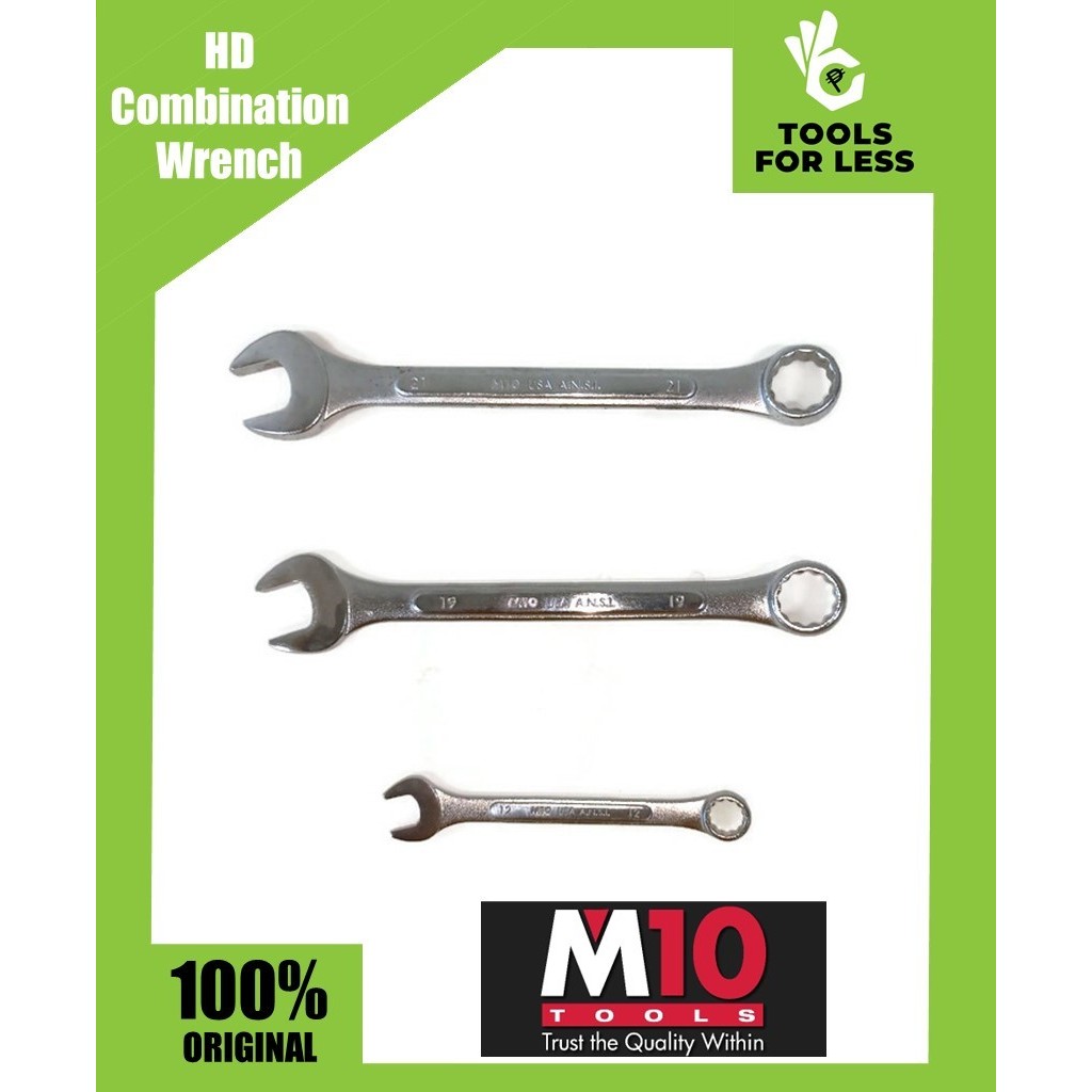 M10 Heavy Duty Combination Wrench Size:12mm, 19mm & 21mm | Shopee ...
