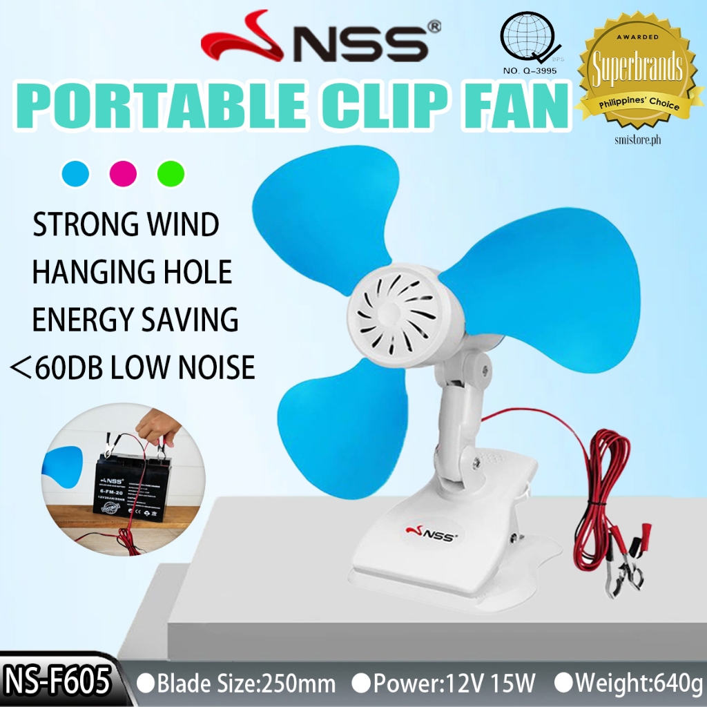 NSS Electric Fan Portable Clip Fan 3 blends Rechargeable Fan Desk Fan ...