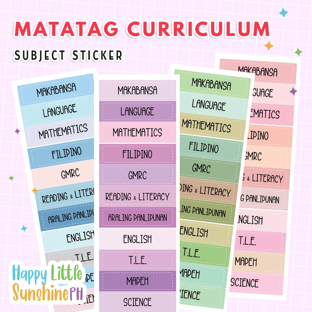 (UNCUT) Matatag Curriculum Subjects| SET Notebook Sticker Labels | Happy Little Sunshine PH ...