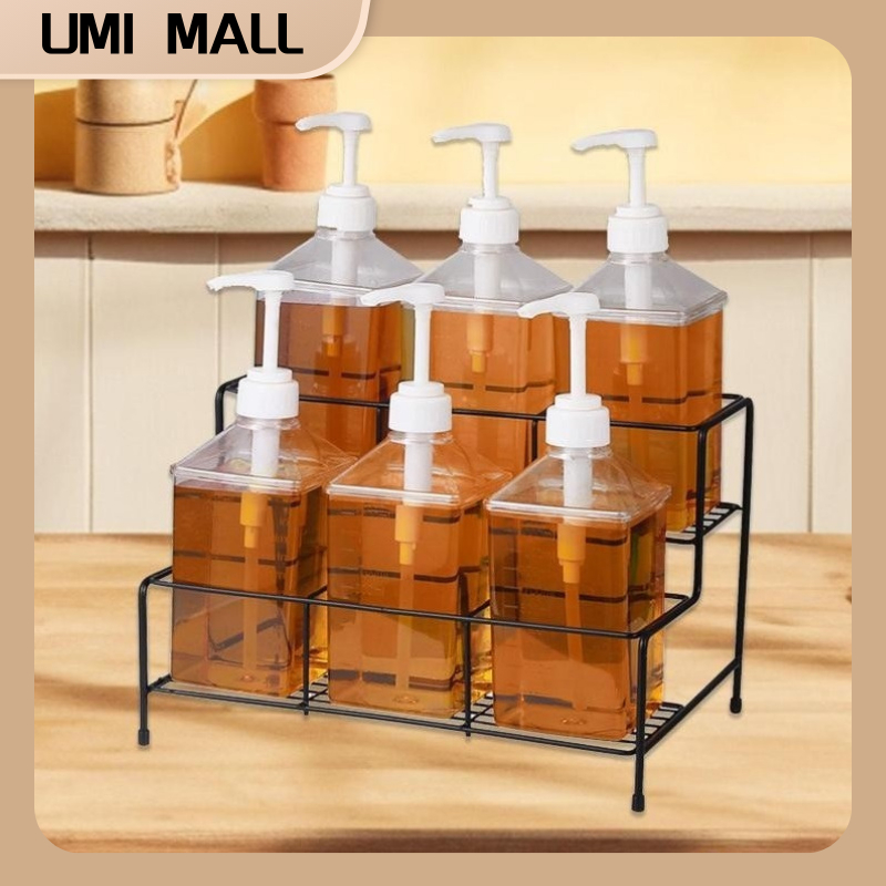 Syrup Rack 2 Tier Metal Seasoning Organizer Storage Rack Coffee Syrup ...