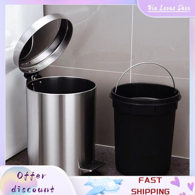 Stainless Foot Pedal Trash Bin Waste Can with Plastic Bucket Inside ...