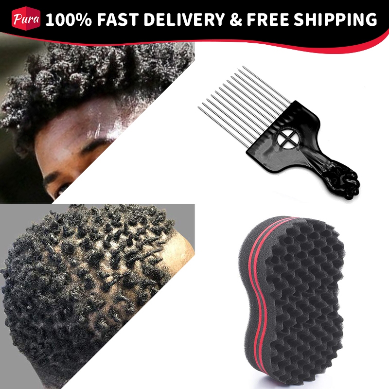 2 Pack Fork Comb Curls Foam Curl Brush Twist Sponge Metal Hair Pick for ...
