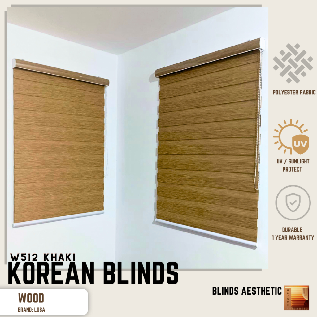 WOOD W512 KHAKI (customize size) KOREAN WINDOW BLINDS 100% HIGH QUALITY ...