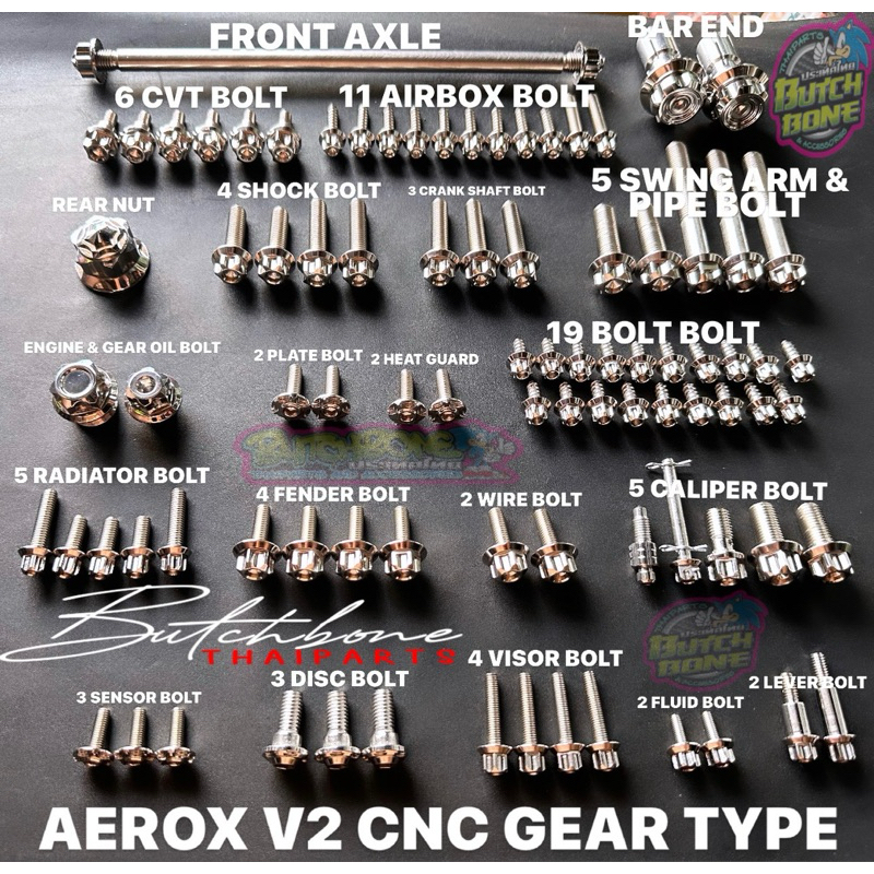 AEROX v1 - v2 CNC GEAR TYPE BOLT SET | Shopee Philippines