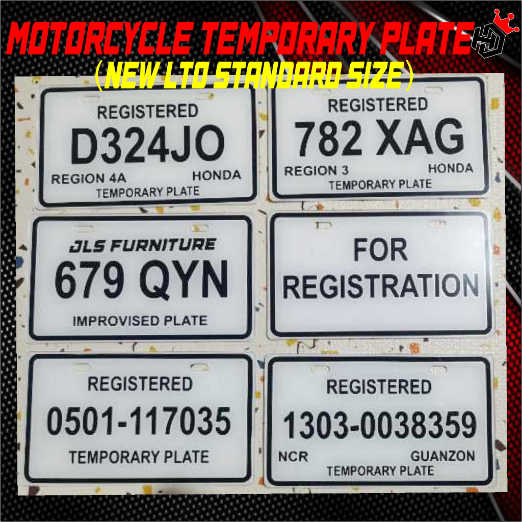 TEMPORARY MOTORCYCLE PLATE 2023 NEW LTO FORMAT New Size Standard ...