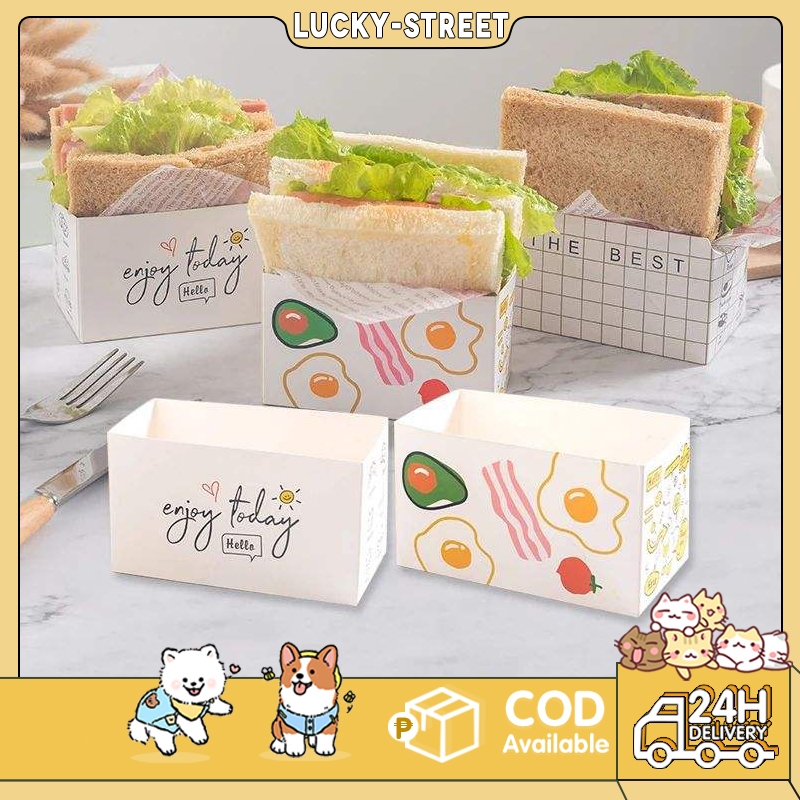50pcs Sandwich Boxes Mini Burger Boxes Toast Holding Bread Tray for ...