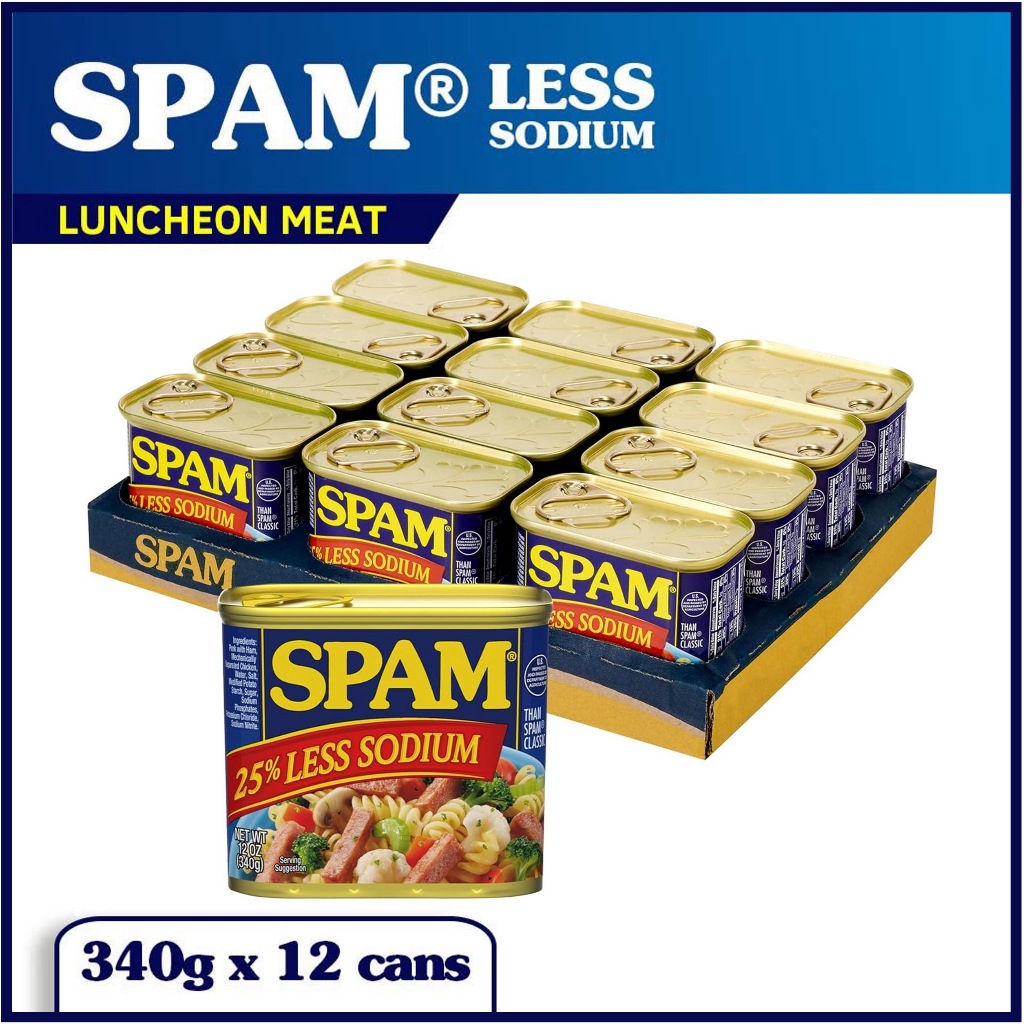 SPAM Luncheon Meat (25% Less Sodium) - 340 g x 12 cans | Shopee Philippines