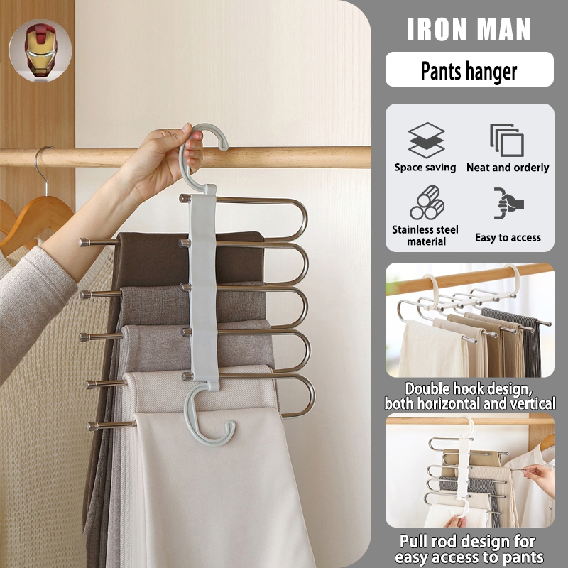 5 Layer Pull-out Pants Hanger Organizer Jeans Trousers Storage ...