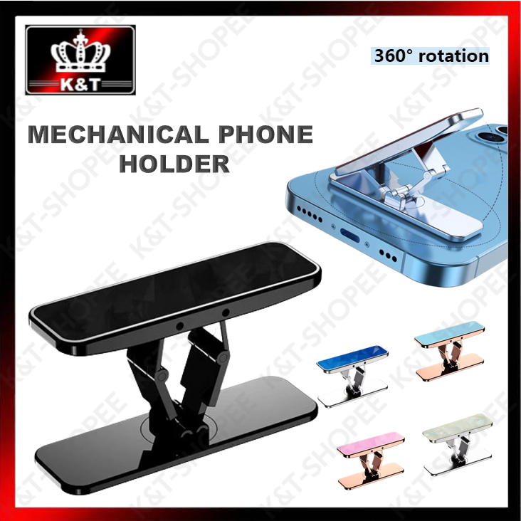 360° Rotating Multicolor Metal Mechanical Phone Holder Foldable Phone ...