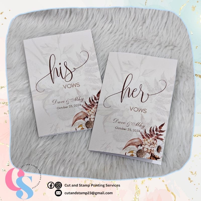 His & Her Wedding Vows - Full Colored, Personalized Name & Date, Sold ...