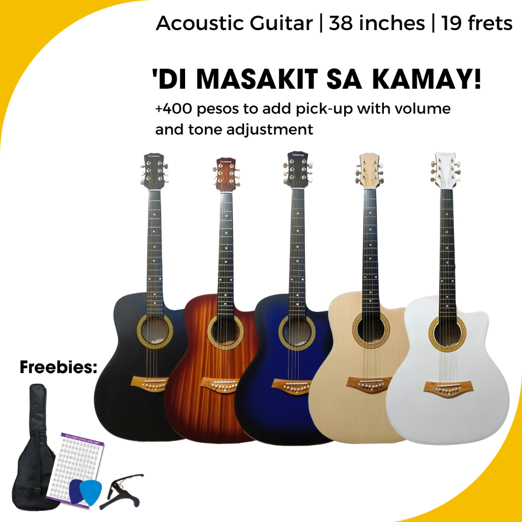 Low Action Lumanog Junior / Travel Acoustic Guitar 38 inches for ...