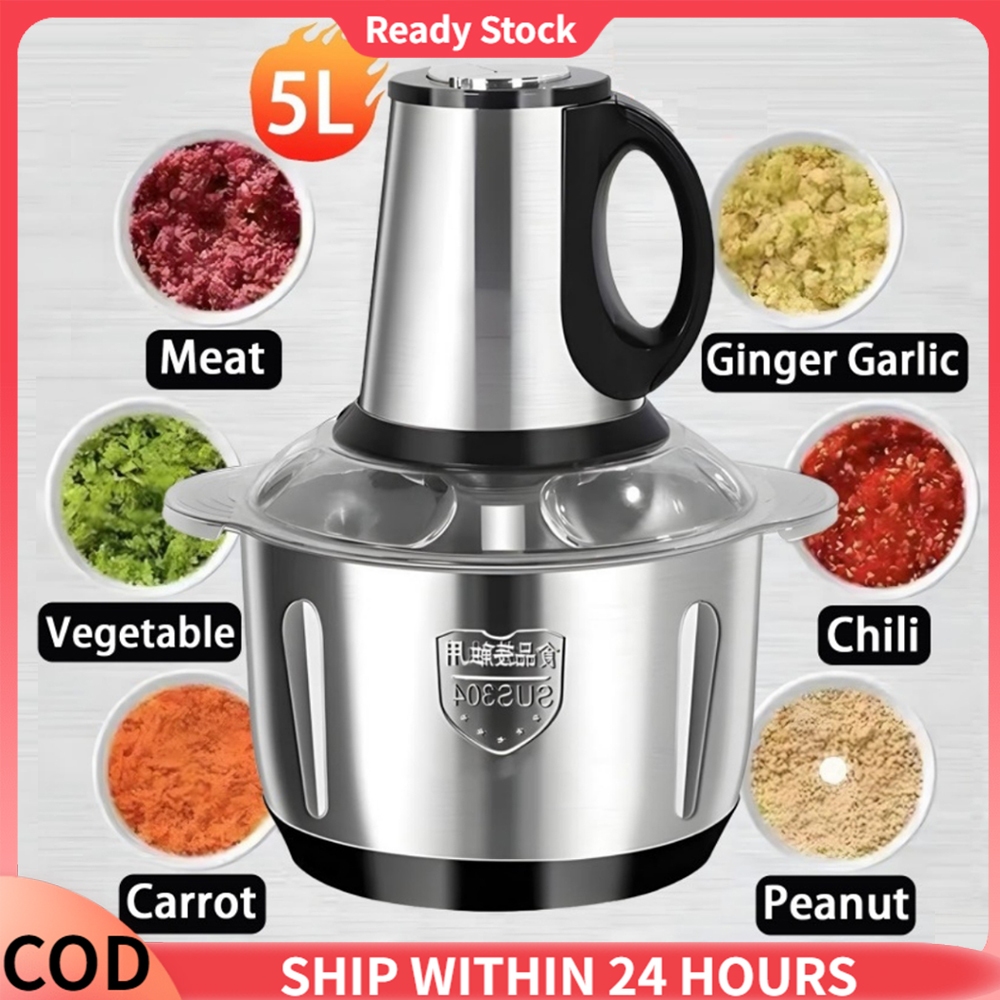 5L Meat Grinder 3 Speed Food Processor Electric 5 Blades Heavy Duty Multi-Function Grinder ...