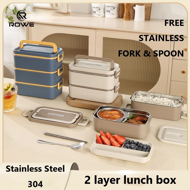 ROWE Microwaveble Stainless Steel 304 Thermal Lunch Box 2 Layer ...