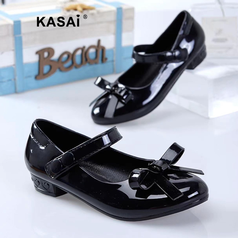 KASAI girls black shoes to school for Kids rubber cute Princess fashion ...