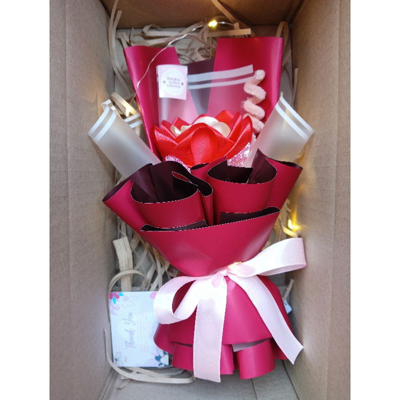 Satin Rose Bouquet WITH FUZZY WIRE (Handmadebyshiri) | Shopee Philippines