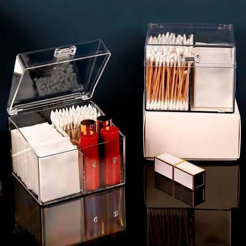 Acrylic Portable Cotton Pad Make up Puff Dispenser Storage Box ...