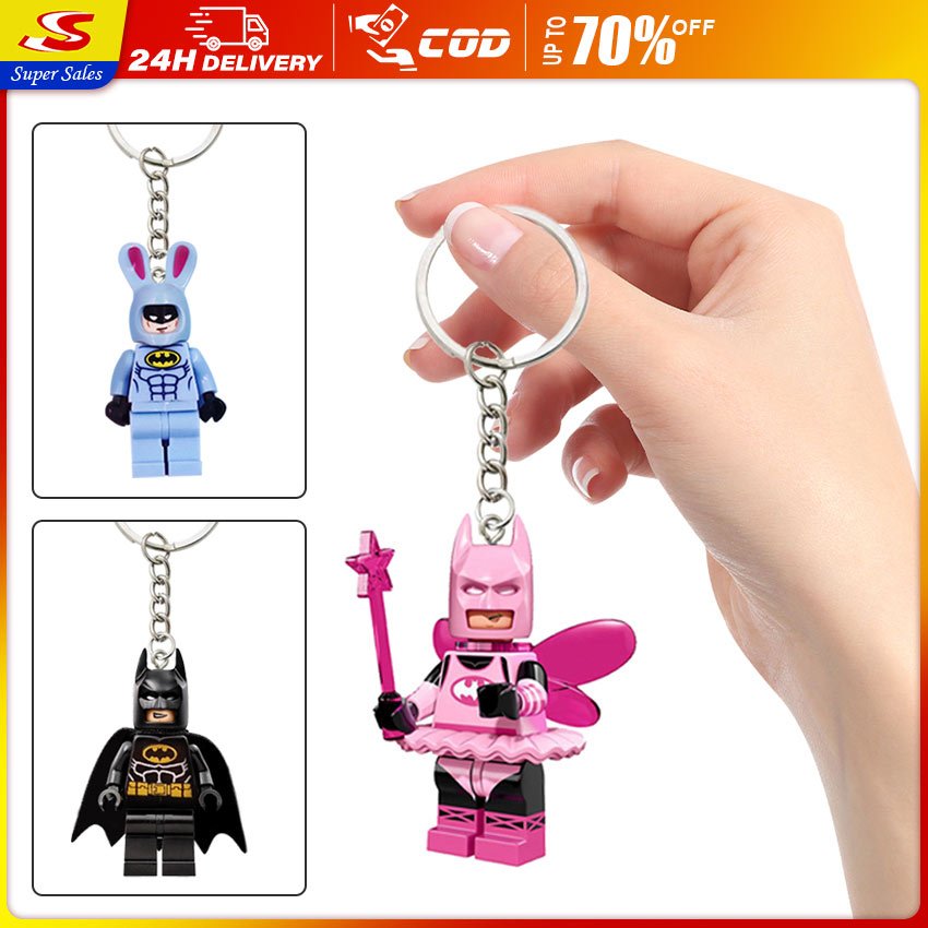 【SuperSales】Building Blocks Doll Keychain Batman Figure Keychain Cute ...