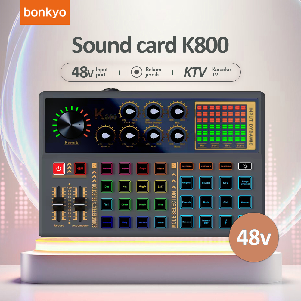 Bonkyo K800 48V sound card singing live karaoke mixer | Shopee Philippines